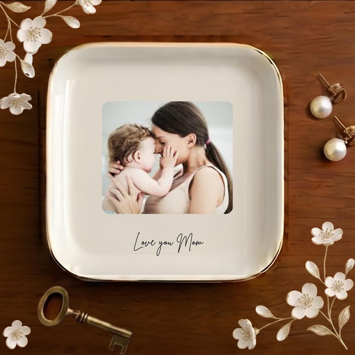 Custom Photo Ring Dish, Personalized Heart Jewelry Bowl, Ceramic ...