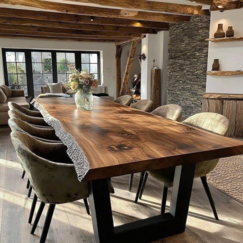 Rustic Table, Dining Table, Walnut Table, Kitchen Table, Wooden Table ...