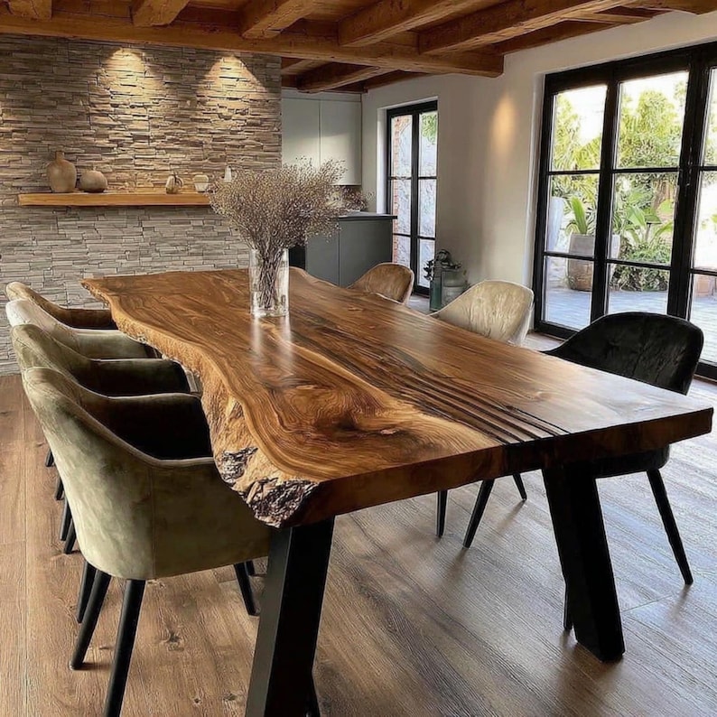 Rustic Table, Dining Table, Walnut Table, Kitchen Table, Wooden Table ...