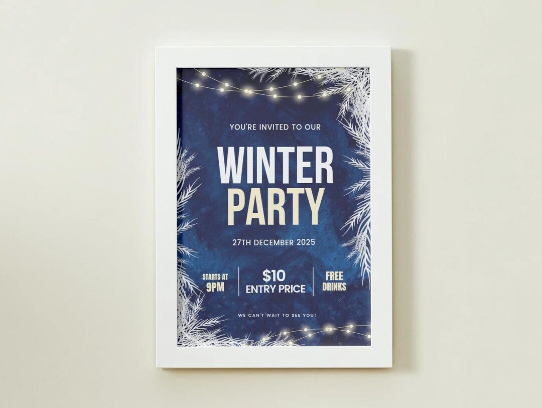 Invitation Winter Party Template Canva | Editable Canva Invite ...