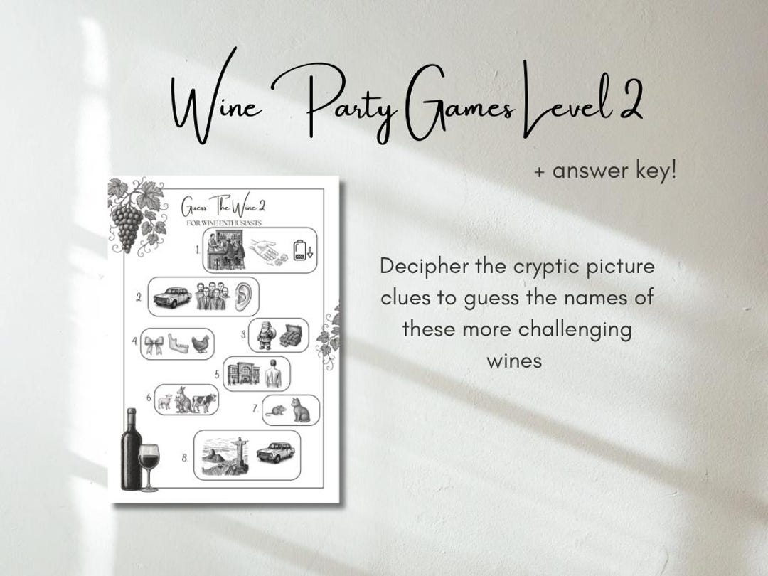 Wine Party Game: Cryptic Dinner Party Wine Quiz Level 2 + Answer Key ...