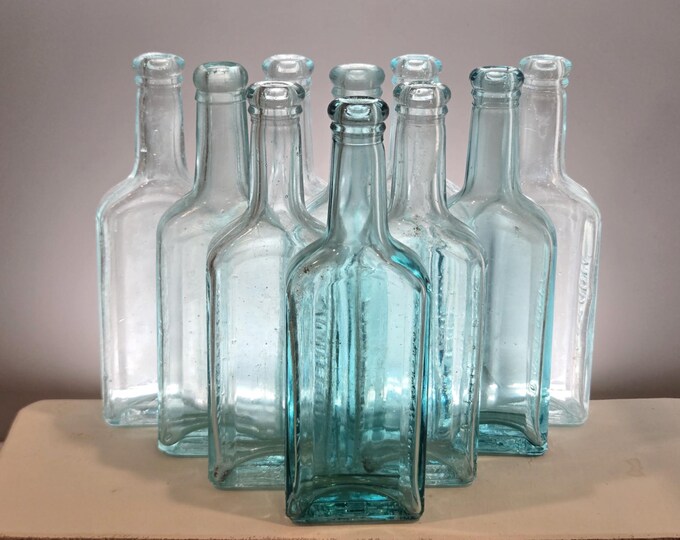 Lot of Ten Cork Top Antique Aqua Castoria Medicine Bottles Chas ...