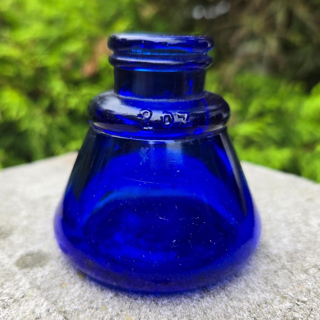 Antique Deep Cobalt Blue Cone Ink Bottle 1915 Era Good Condition - Etsy