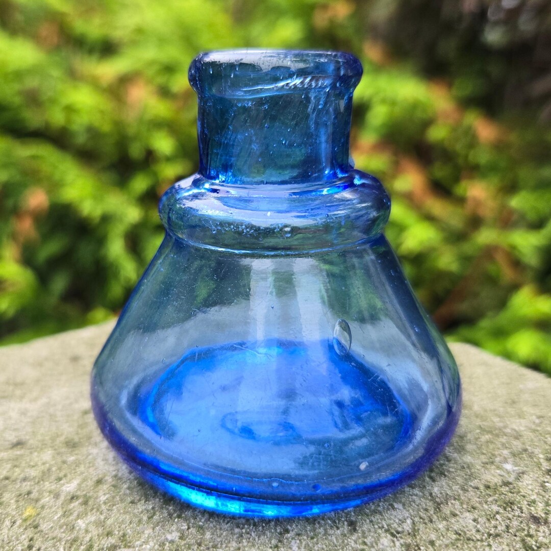 Antique Light Blue Cone Ink Bottle 1890's Era Color and Condition - Etsy