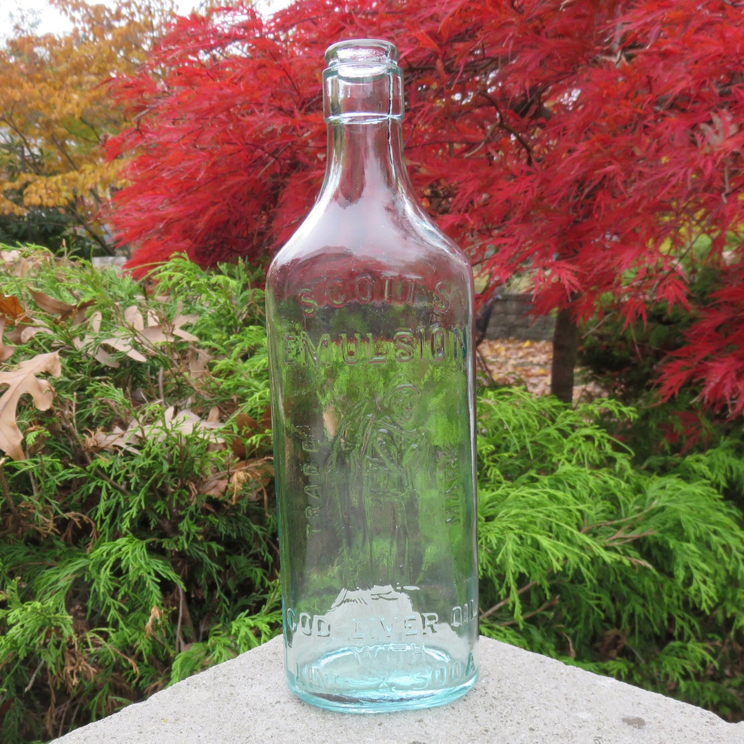 Antique Medicine Bottle Scotts Emulsion Cod Liver Oil Man With - Etsy