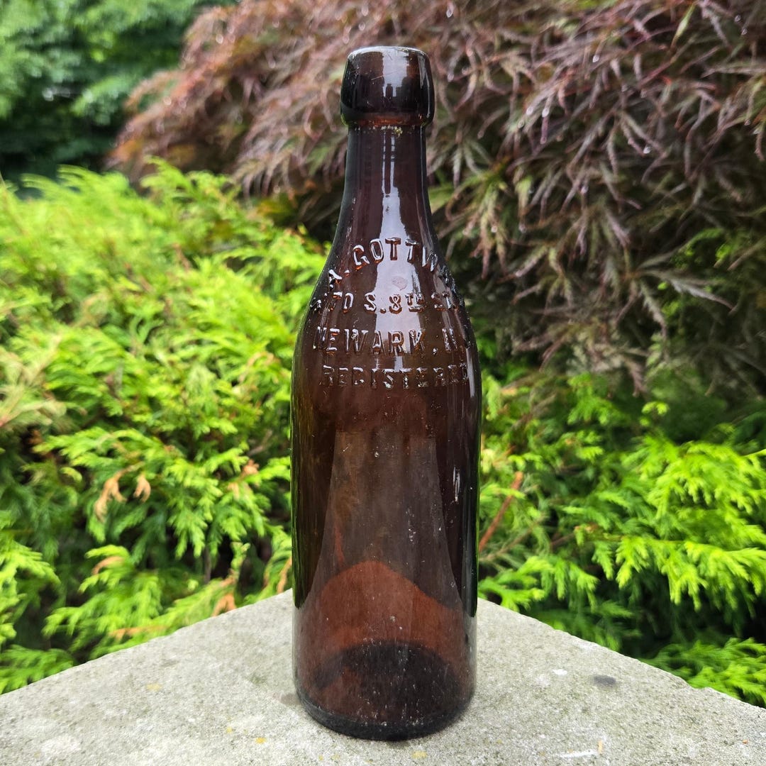 Antique Amber Blob Top Beer Bottle Gottwalt Newark NJ - Etsy