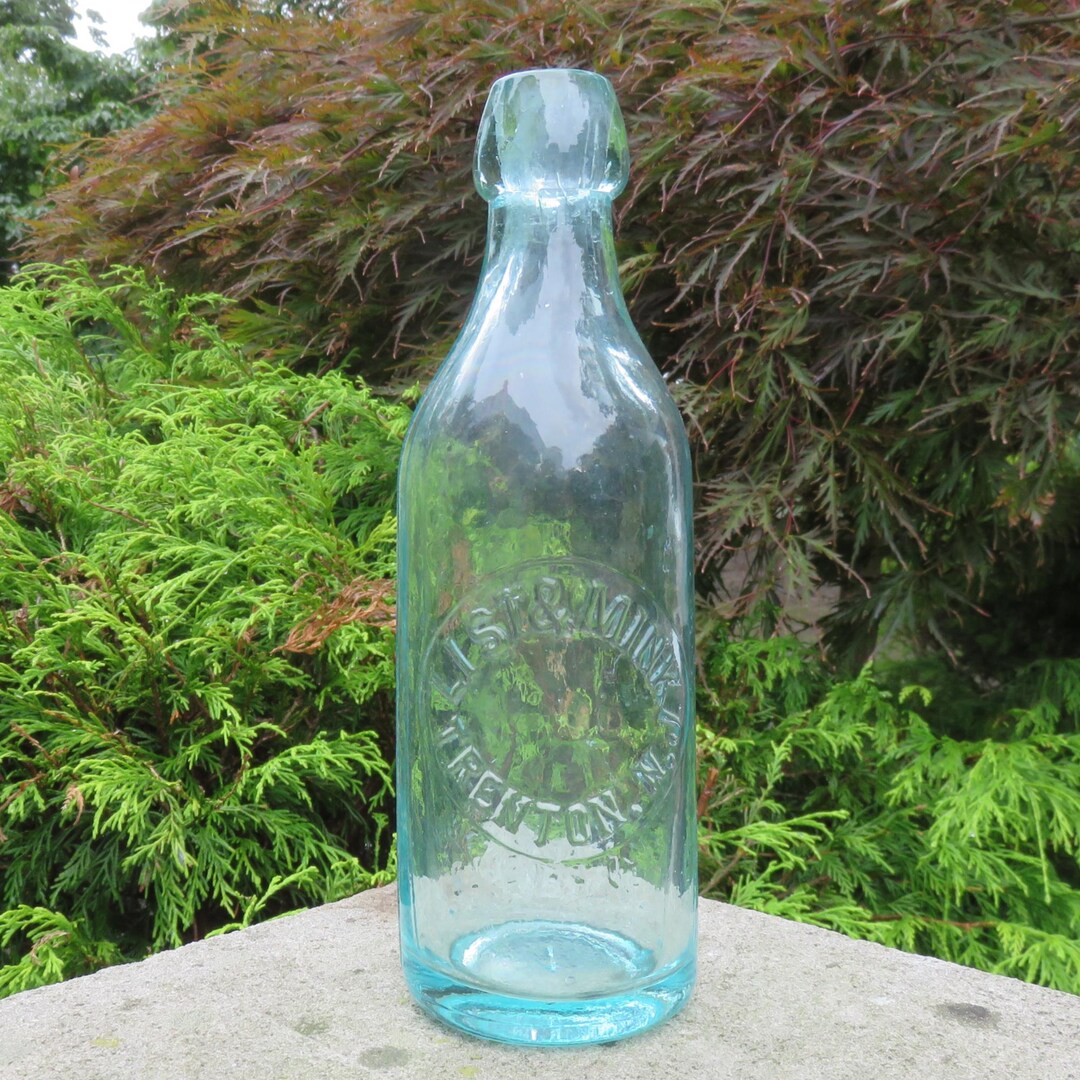 Antique Aqua Circa 1880's Soda Bottle List & Mink Trenton, NJ - Etsy