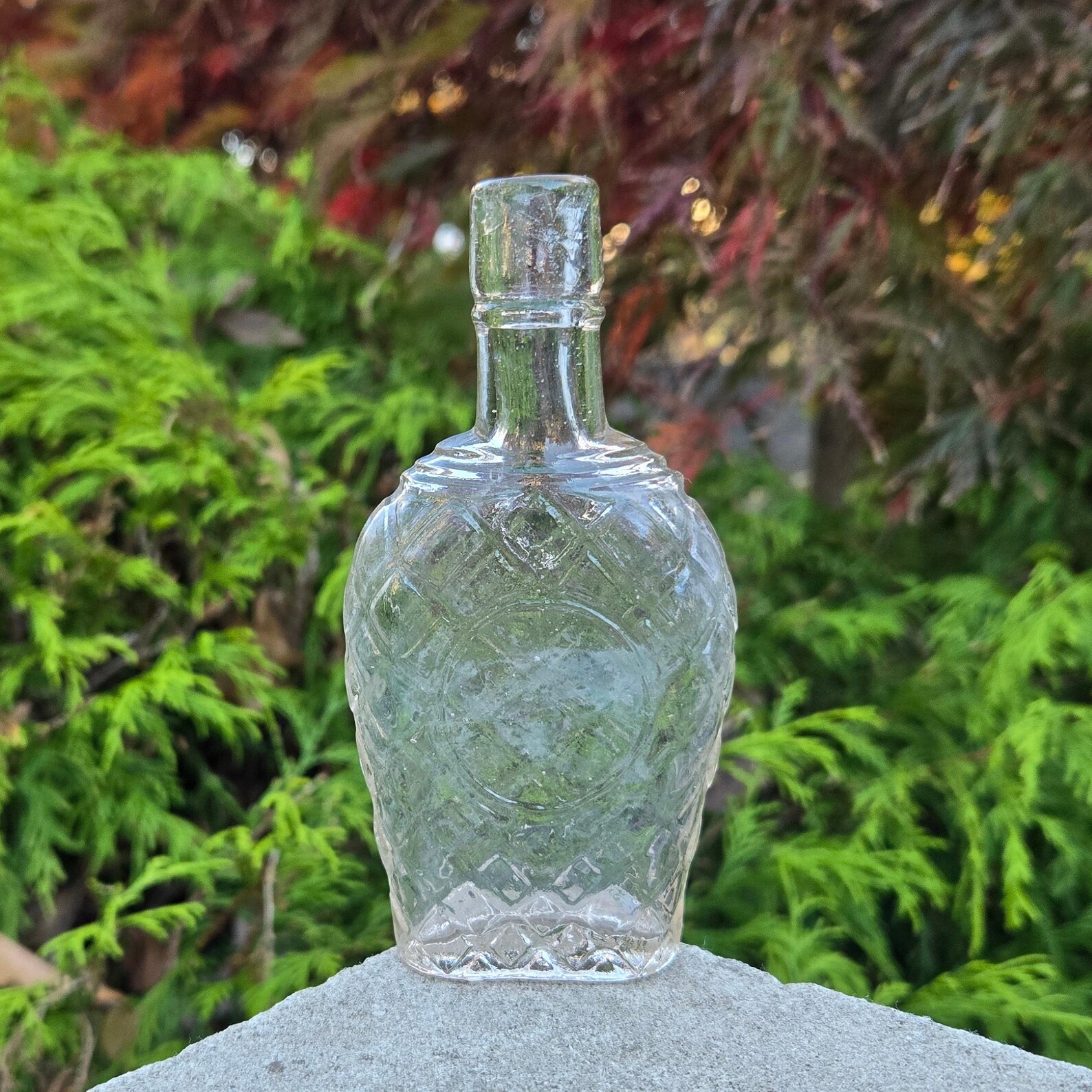 Antique 1890's Small Size Clear Glass Quilted Flask - Etsy