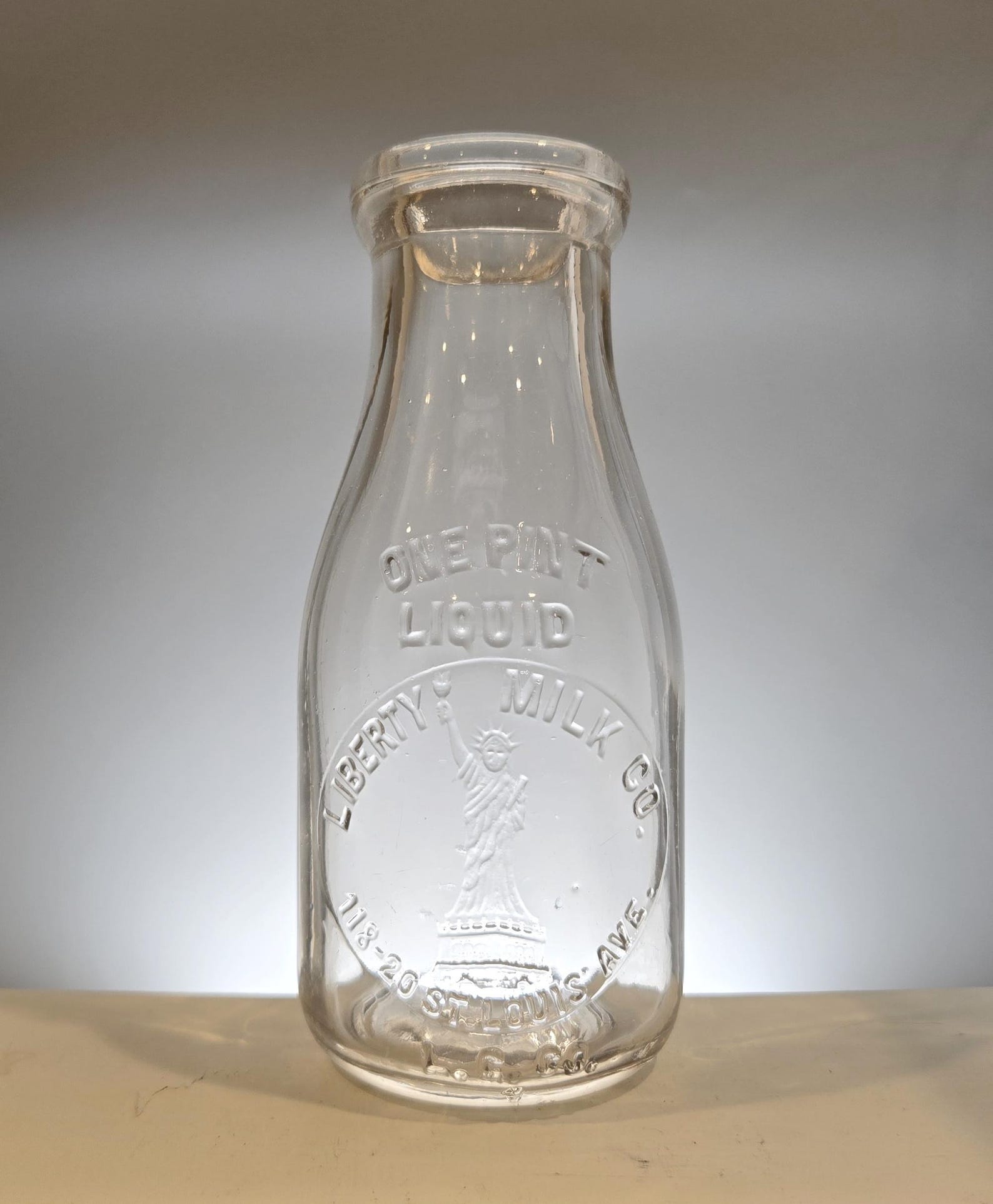 Original Antique Pint Size Milk Bottle Liberty Milk Co. With Statue of ...