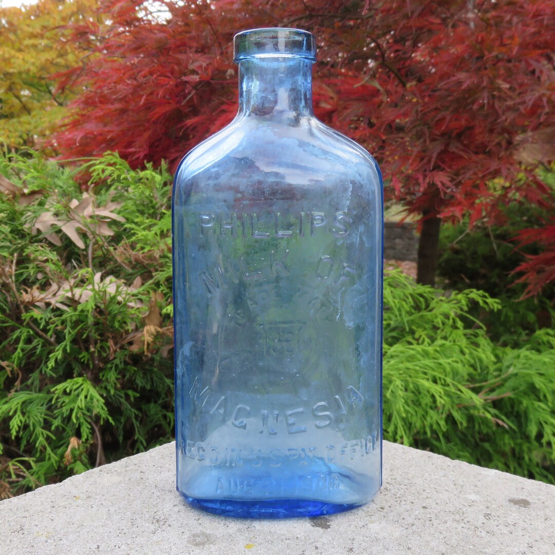 Antique Light Cobalt Blue Cork Top Glass Bottle Milk of Magnesia - Etsy