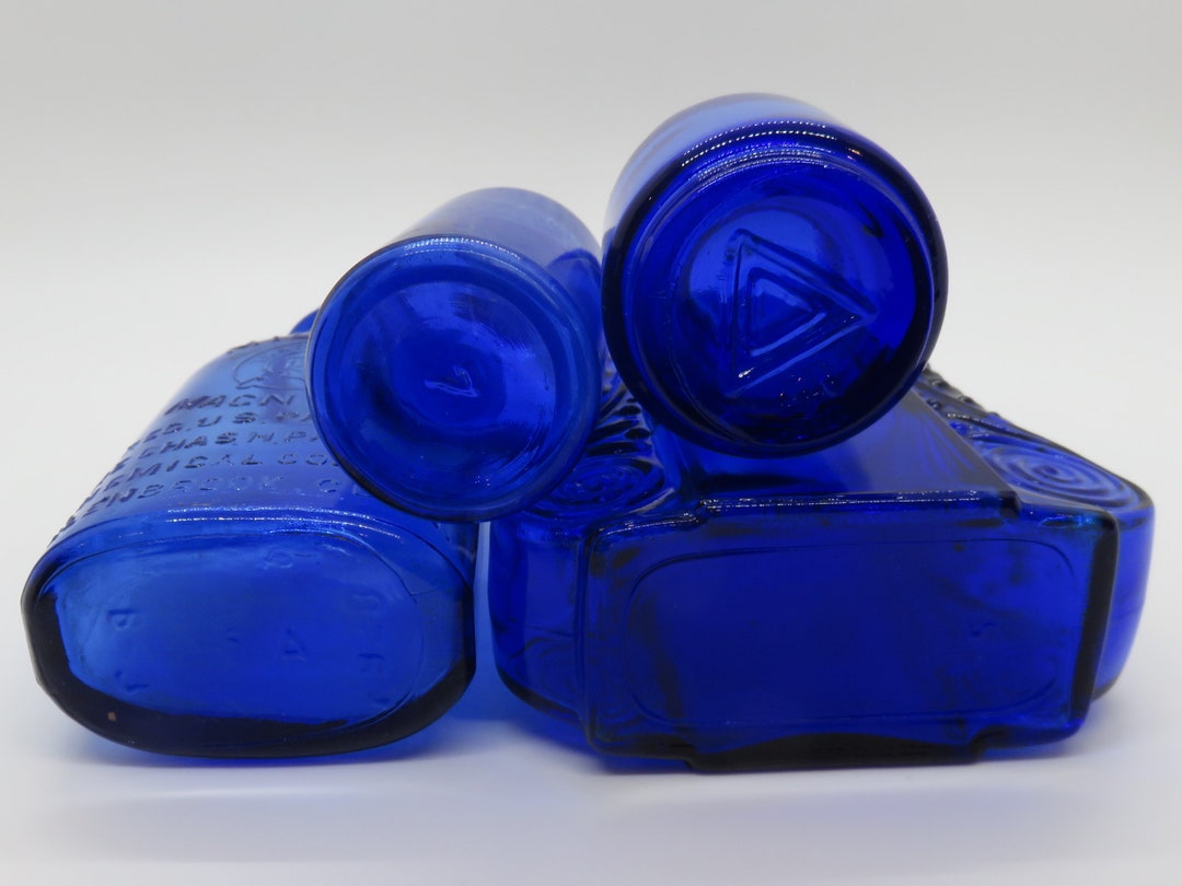Lot of Four Vintage and Antique Cobalt Blue Glass Window Bottles - Etsy