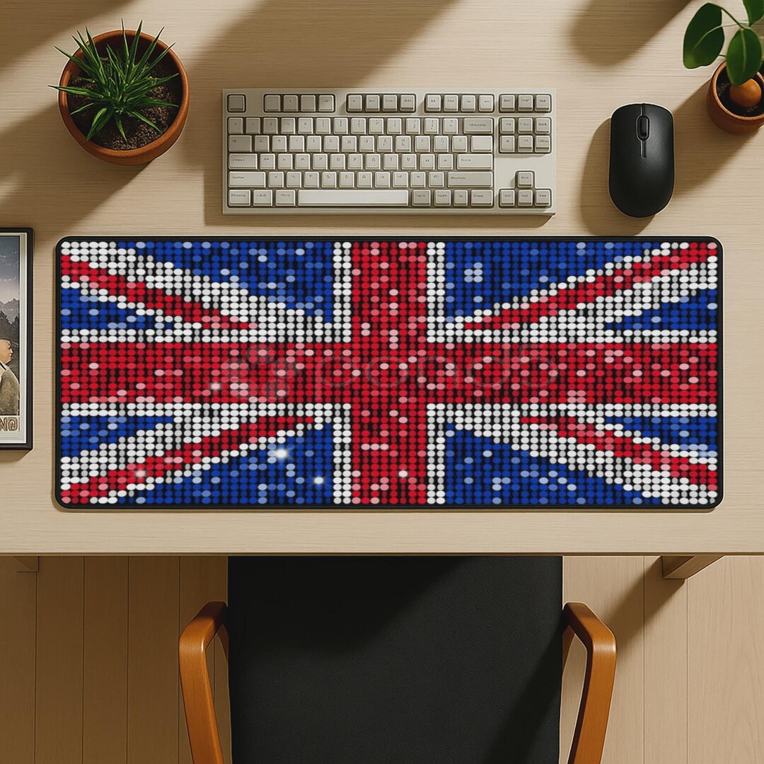 Union Jack Desk Mat Pixel Art Vibrant British Flag Design UK Patriotic ...