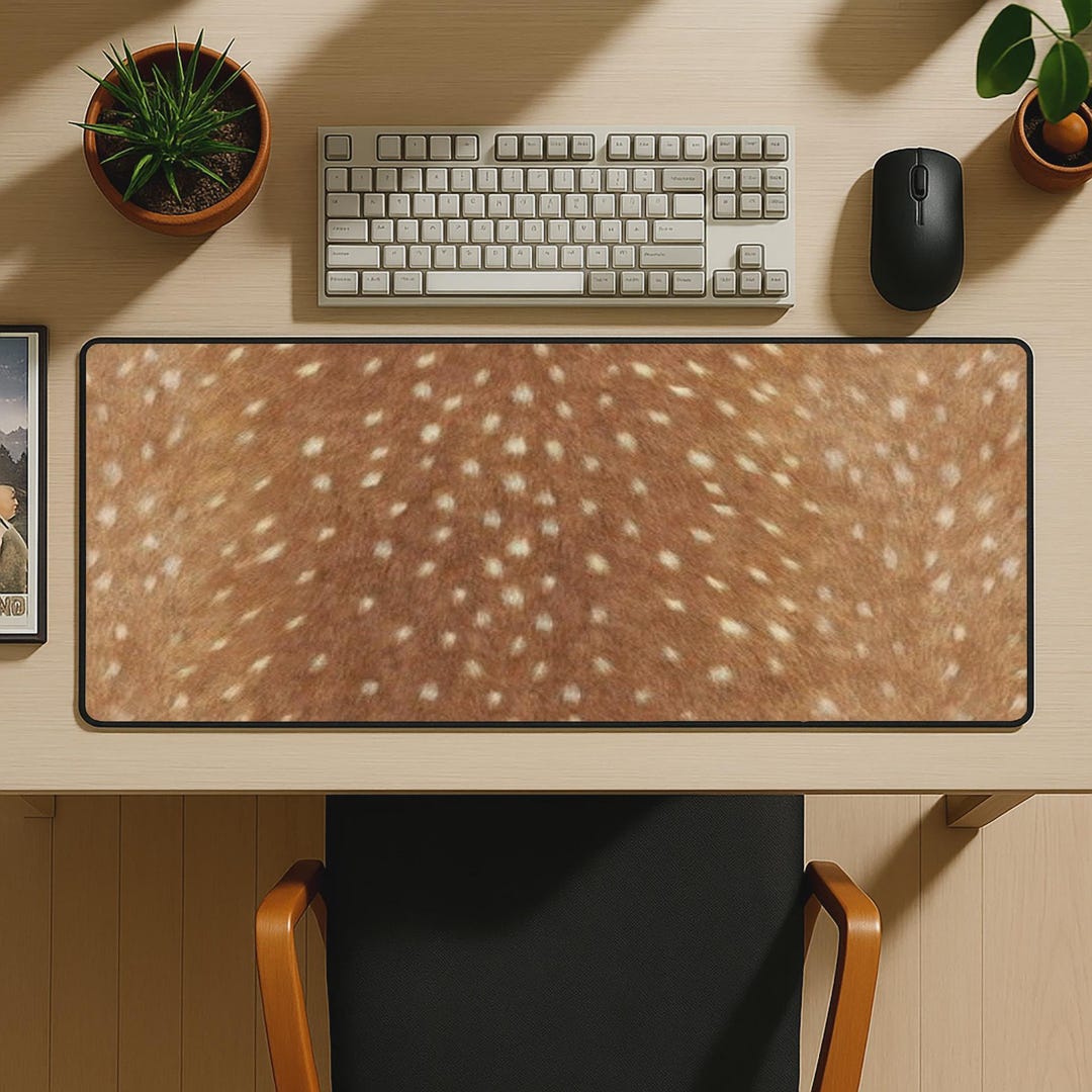 Realistic Fawn Fur Pattern Desk Mat, Rustic Wildlife Office Decor, Cozy ...