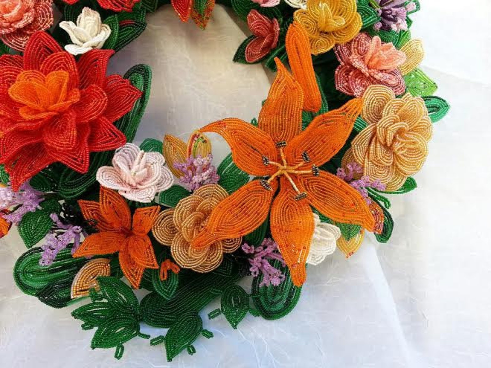 Bead Flower Autumn Wreath - Etsy