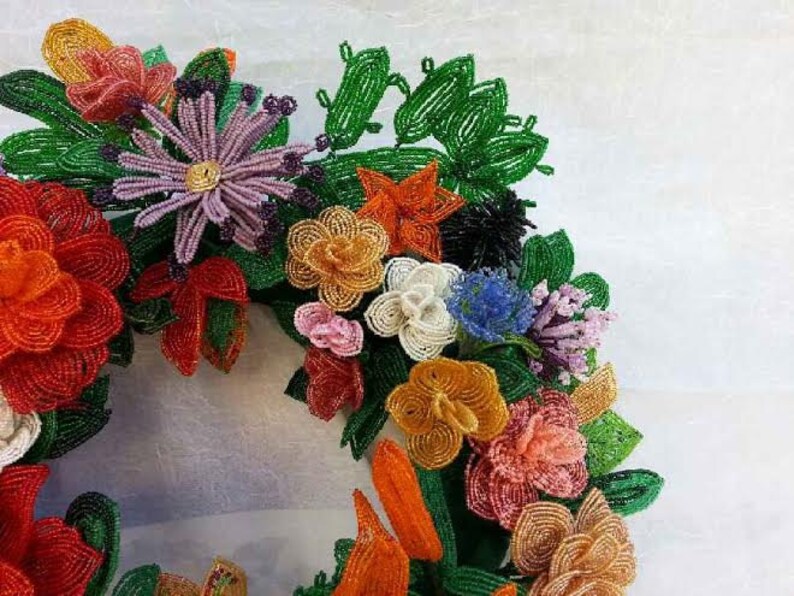 Bead Flower Autumn Wreath - Etsy