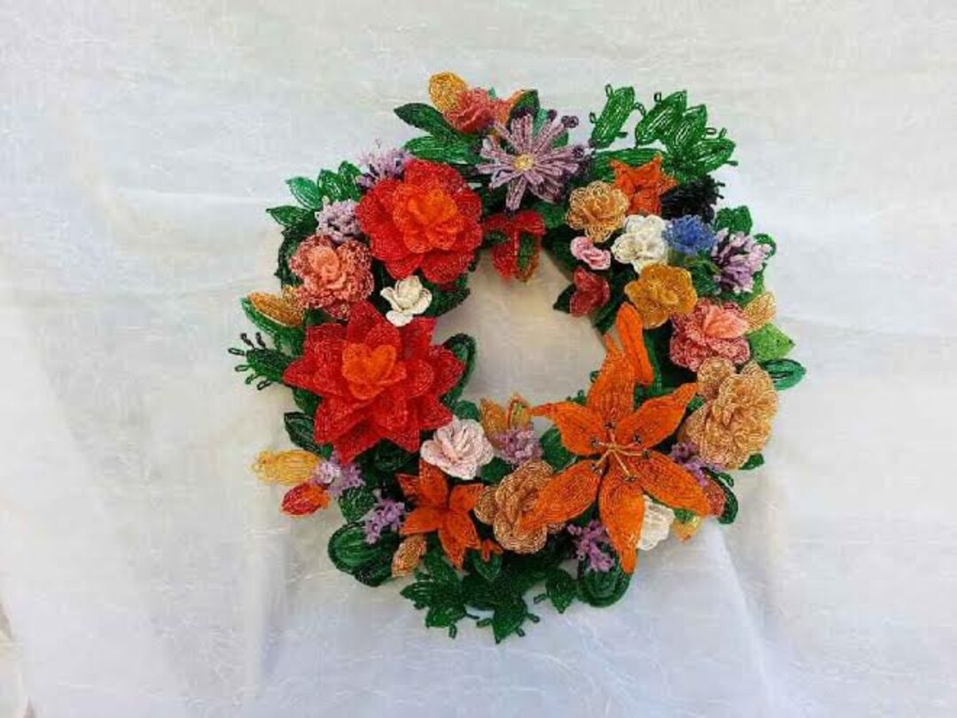 Bead Flower Autumn Wreath - Etsy