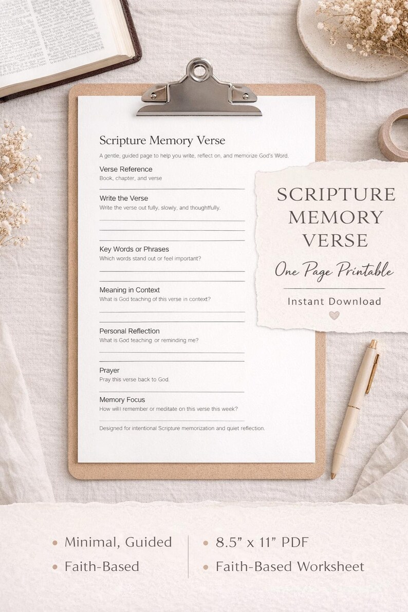 Memory Verse Worksheet Printable | Christian Bible Study Page for Kids ...