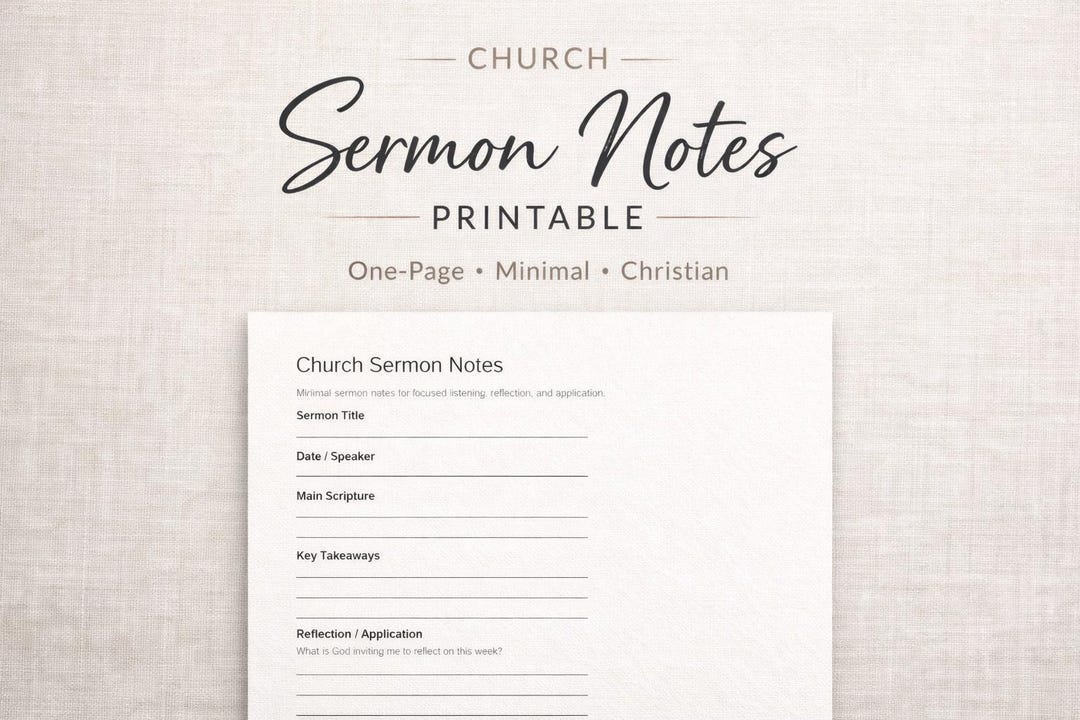 Church Sermon Notes Printable | One-page Christian Sermon Notes ...