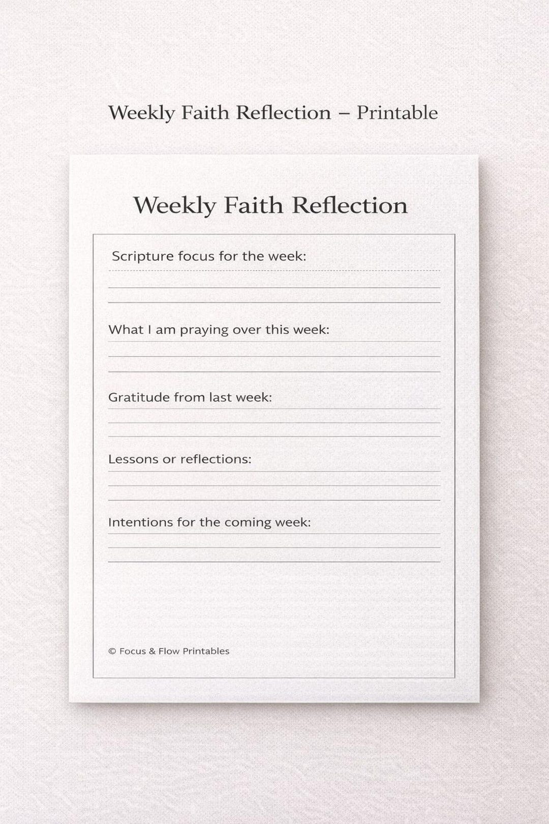 Weekly Faith Reflection Printable | Christian Weekly Planner PDF ...
