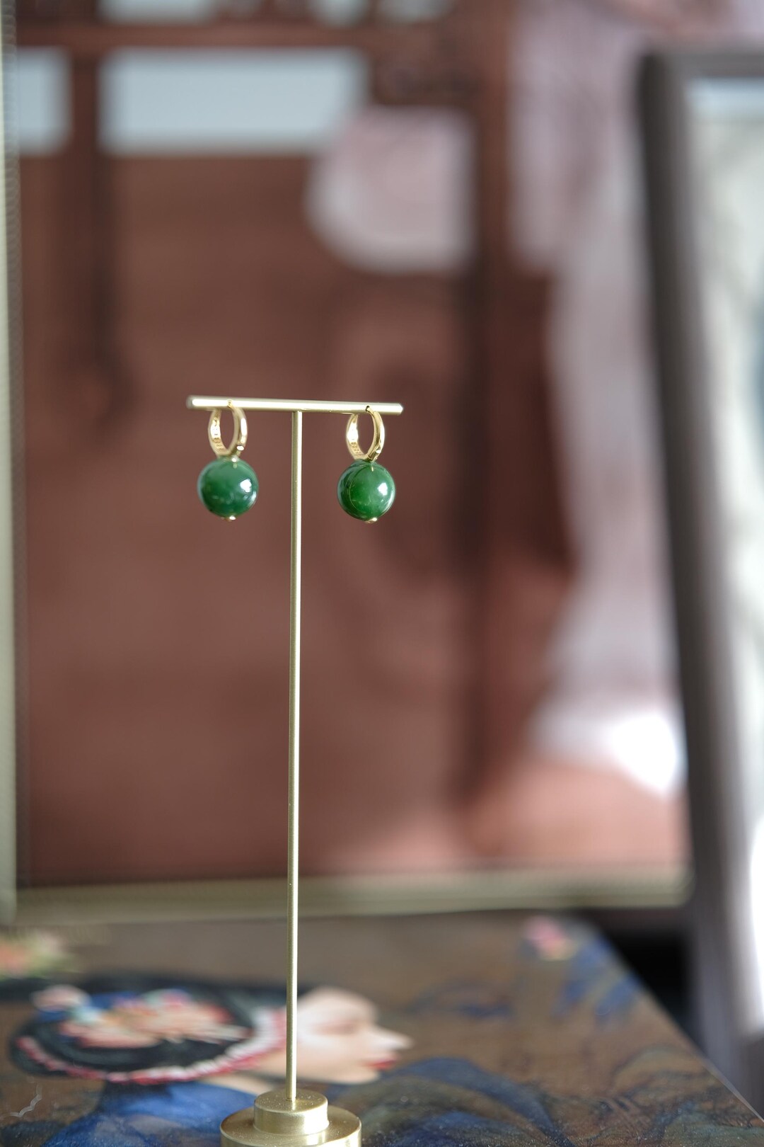 Natural Nephrite Jade Drop Earrings, Green Jade Dangle Earrings, S925 ...