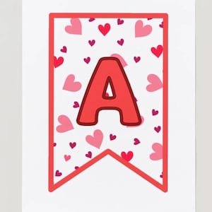 Printable Alphabet Banner Valentine Hearts for Bulletin Boards or Party ...