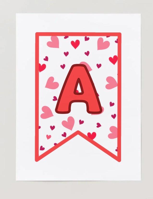 Printable Alphabet Banner Valentine Hearts for Bulletin Boards or Party ...