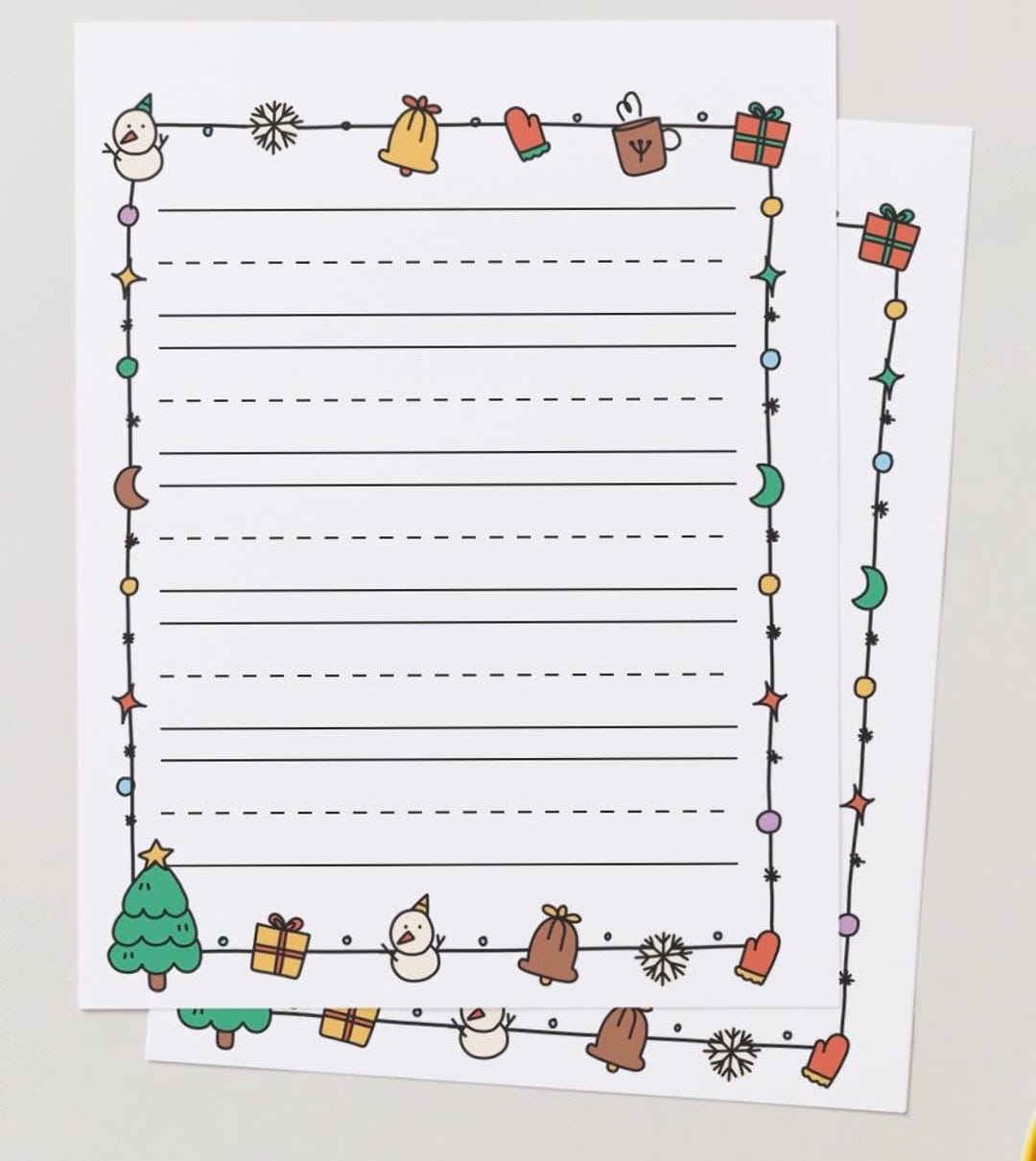 Printable Winter Holiday Writing Pages With and Without Lines Instant ...