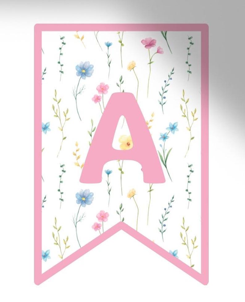 Printable Alphabet Banner Pink Flowers for Bulletin Boards or Party ...