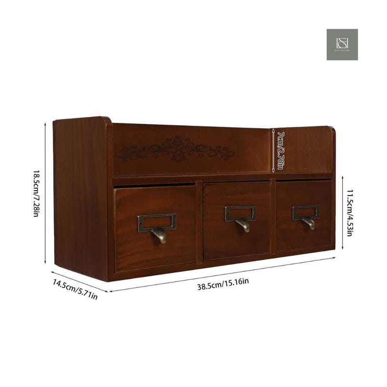 Retro Wood Desktop Organizer | Multi-drawer Storage Cabinet - Etsy