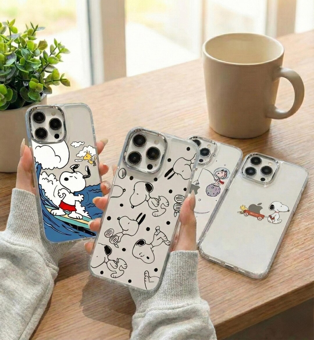 Snoopy iPhone Case Luxury Metal Design, Cute Cartoon Phone Cover ...