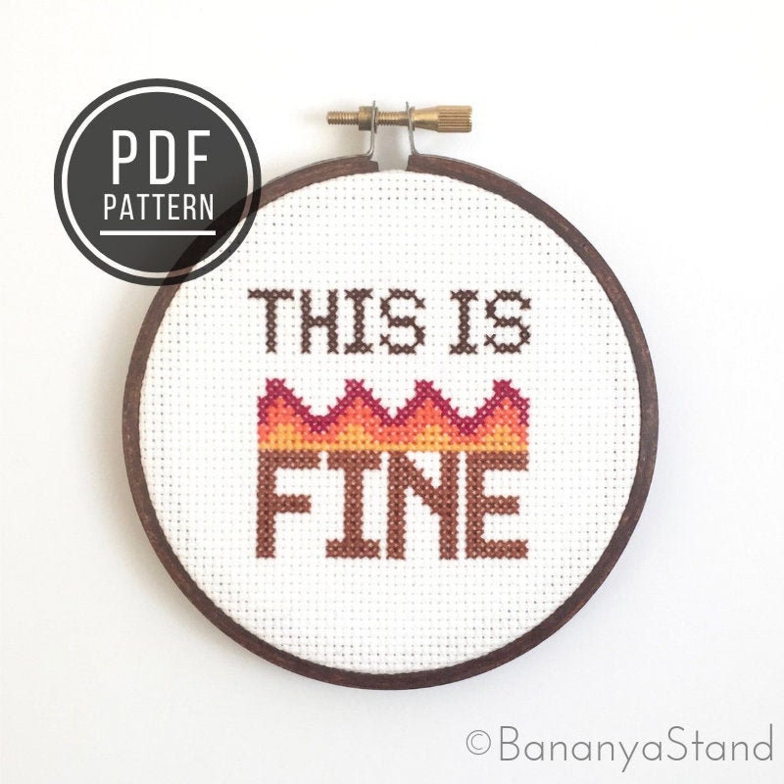 PATTERN This is Fine Meme Modern Funny Counted Cross Stitch - Etsy Canada