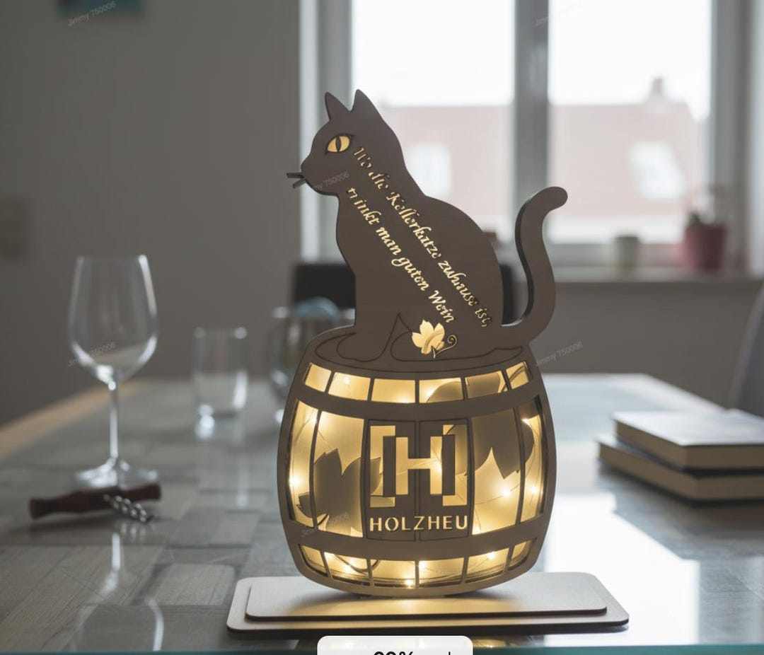 Layered Cat on Wine Barrel SVG • 3D Cellar Cat Laser Cut File • 5-layer ...