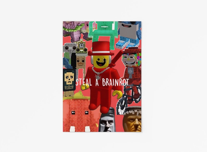 Roblox Brainrot Poster, Steal A Brainrot Wall Art, Gaming Meme Print ...