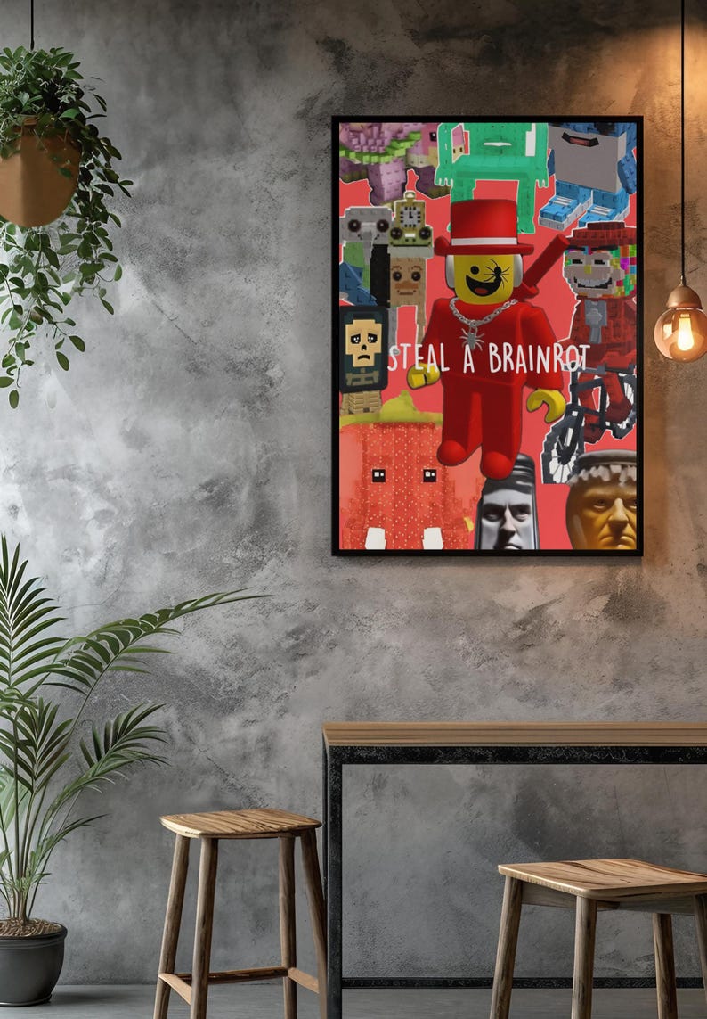 Roblox Brainrot Poster, Steal A Brainrot Wall Art, Gaming Meme Print ...