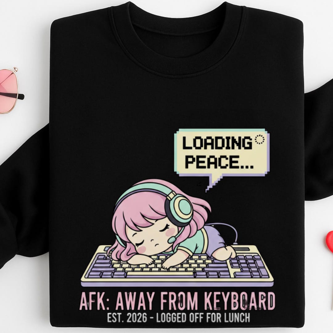 AFK Loading Peace Hoodie, Pixel Art Gamer Sweatshirt, Cozy Kawaii ...