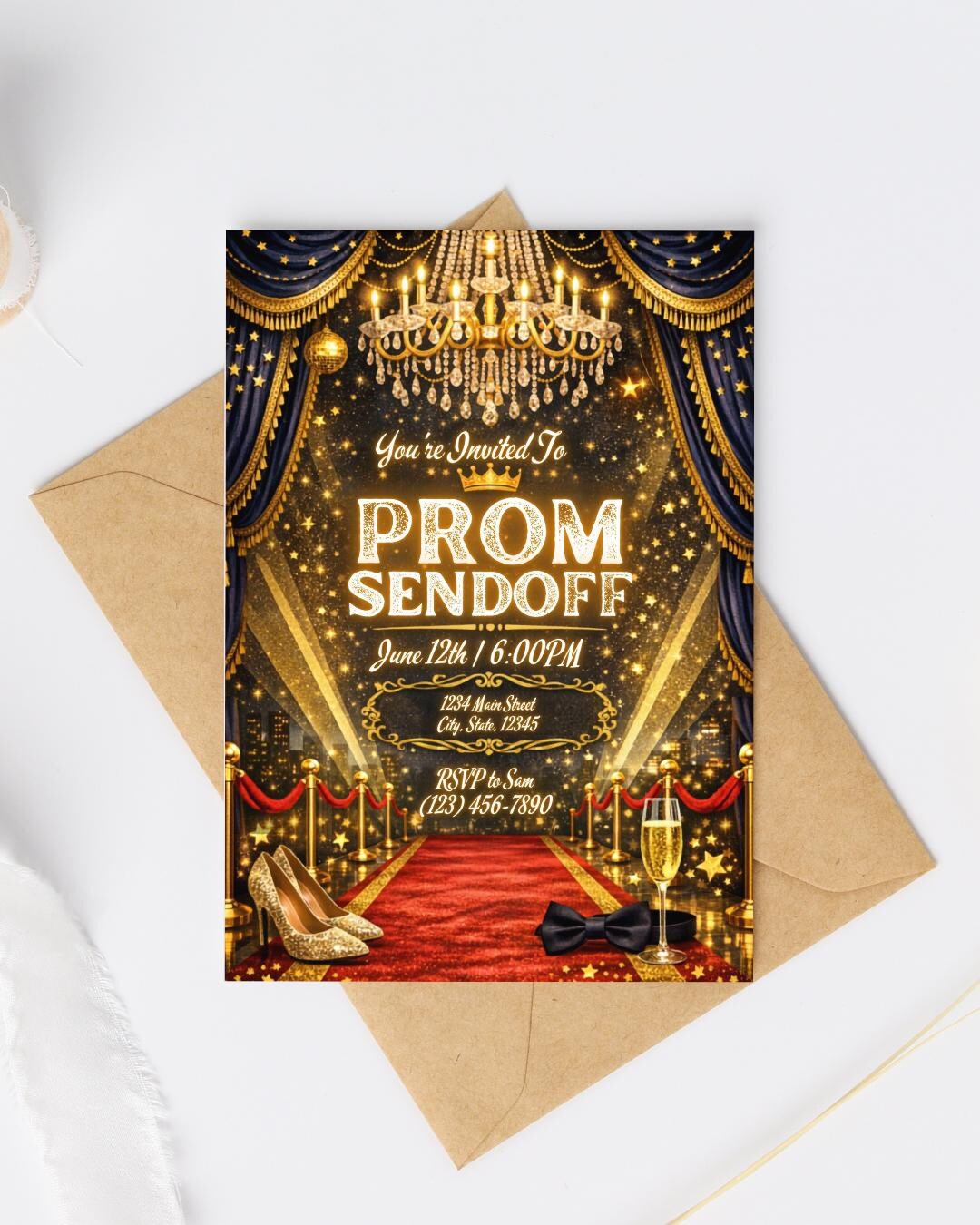 Prom Send off Invitation Template: Editable Formal Dance Party Invite ...