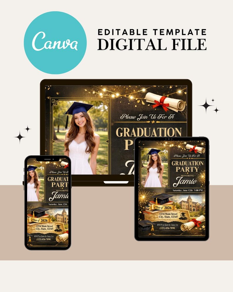 Graduation Invitation Editable Template, Class of 2026 Party Invite ...