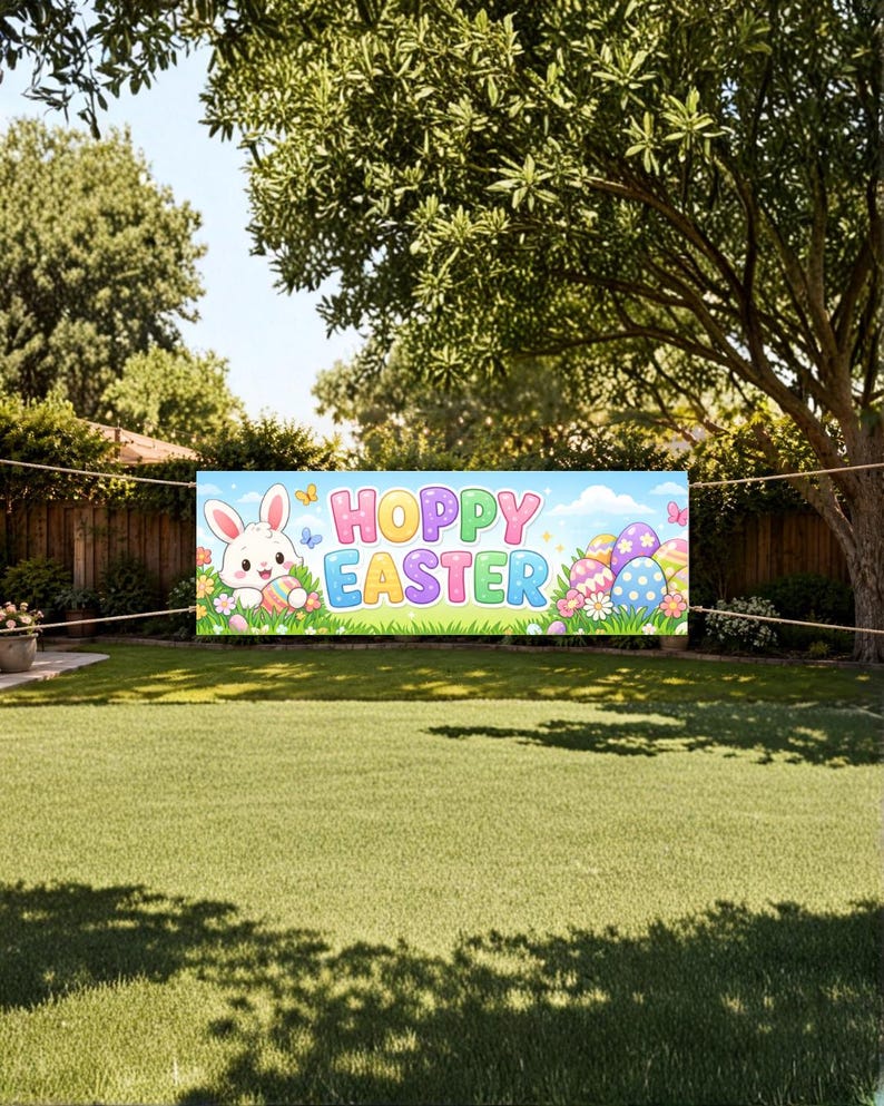 Easter Day Banner Happy Easter Printable Party Sign Colorful Event ...