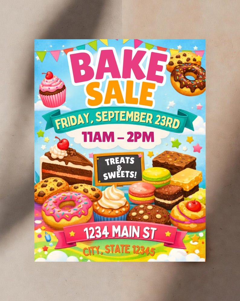 Bake Fundraiser Flyer Editabletemplate (8.5x11) Canva Poster - Etsy