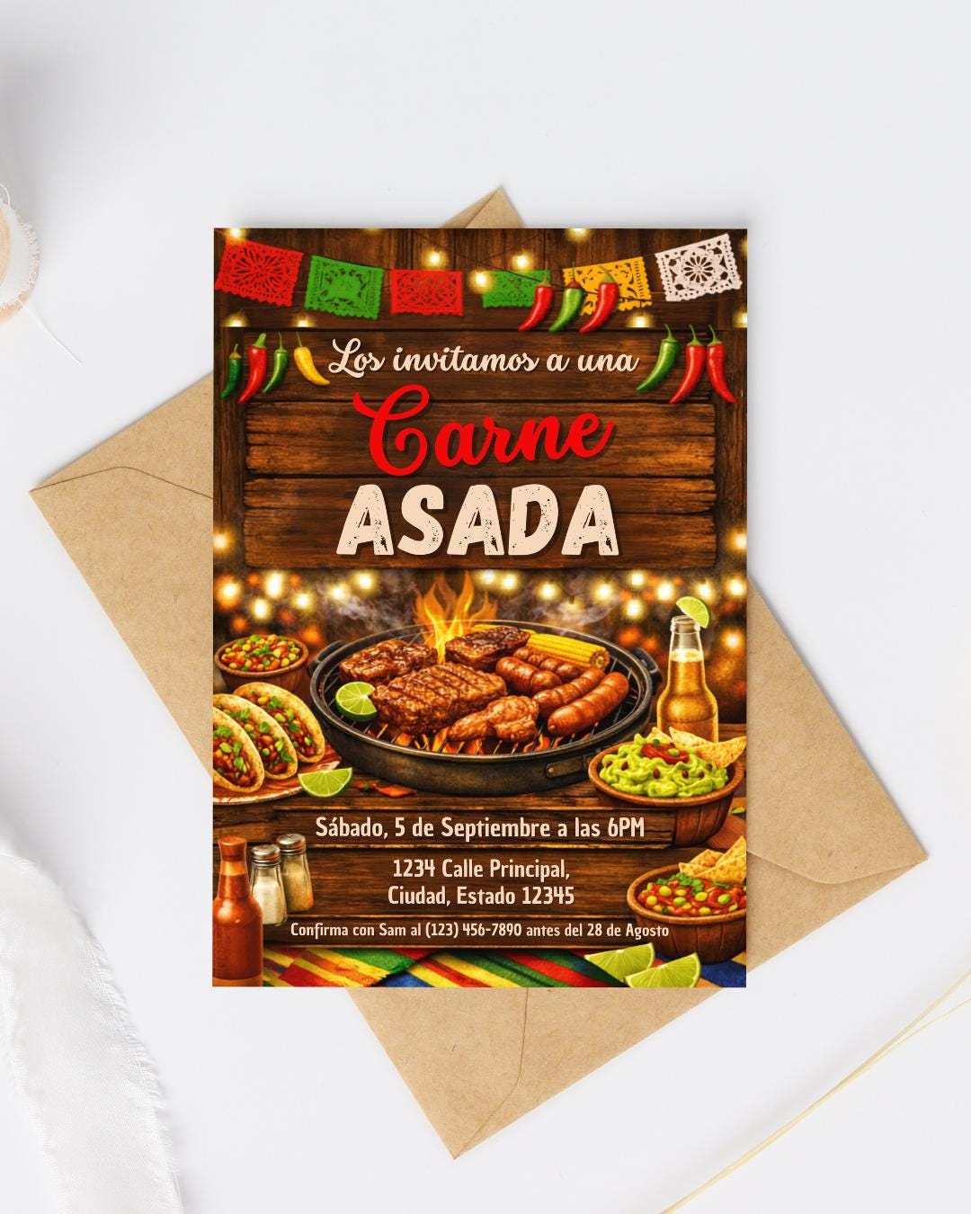 Carne Asada Invitation, Editable Canva BBQ Invite (digital Download) - Etsy