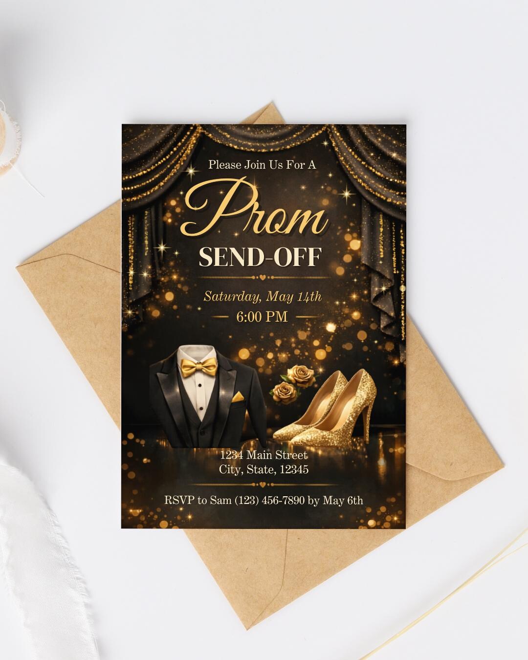 Prom Send off Invitation Template Editable Canva 5x7 Digital Download ...
