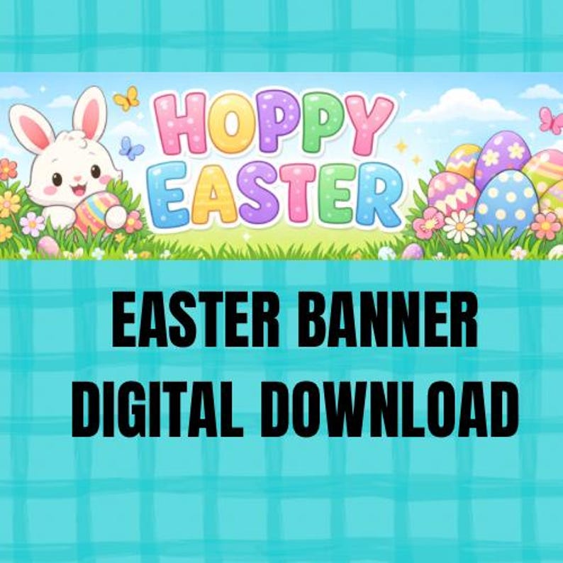 Easter Day Banner Happy Easter Printable Party Sign Colorful Event ...