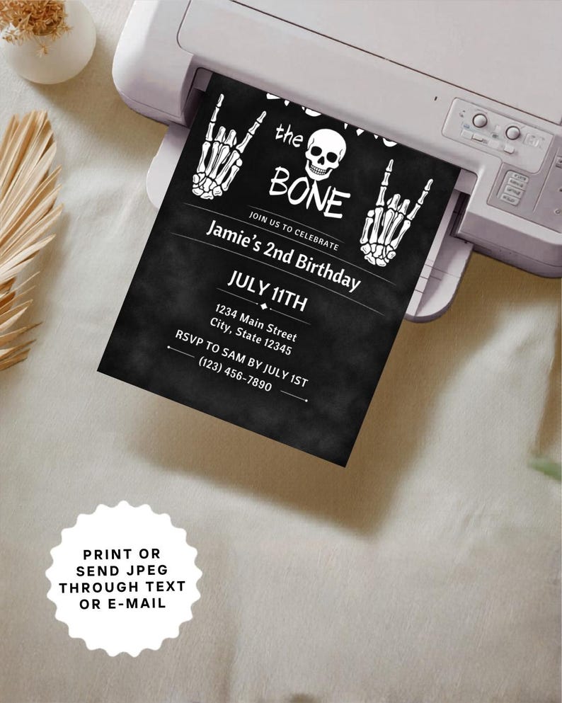Bad Two the Bone 2nd Birthday Invitation Template (digital Download) - Etsy