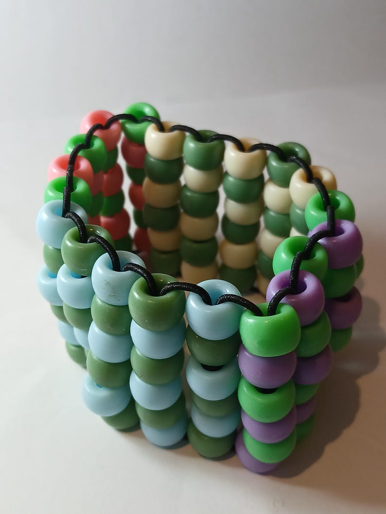 Rainbow Checkered Kandi Cuff - Etsy
