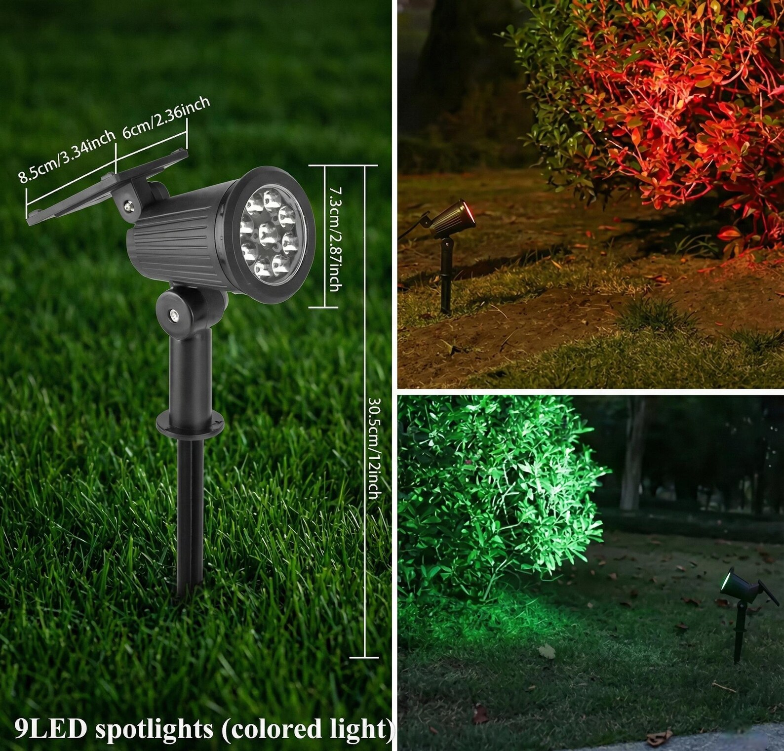 Solar Spotlight Outdoor Garden Light, Waterproof LED Ground Insert Lamp ...