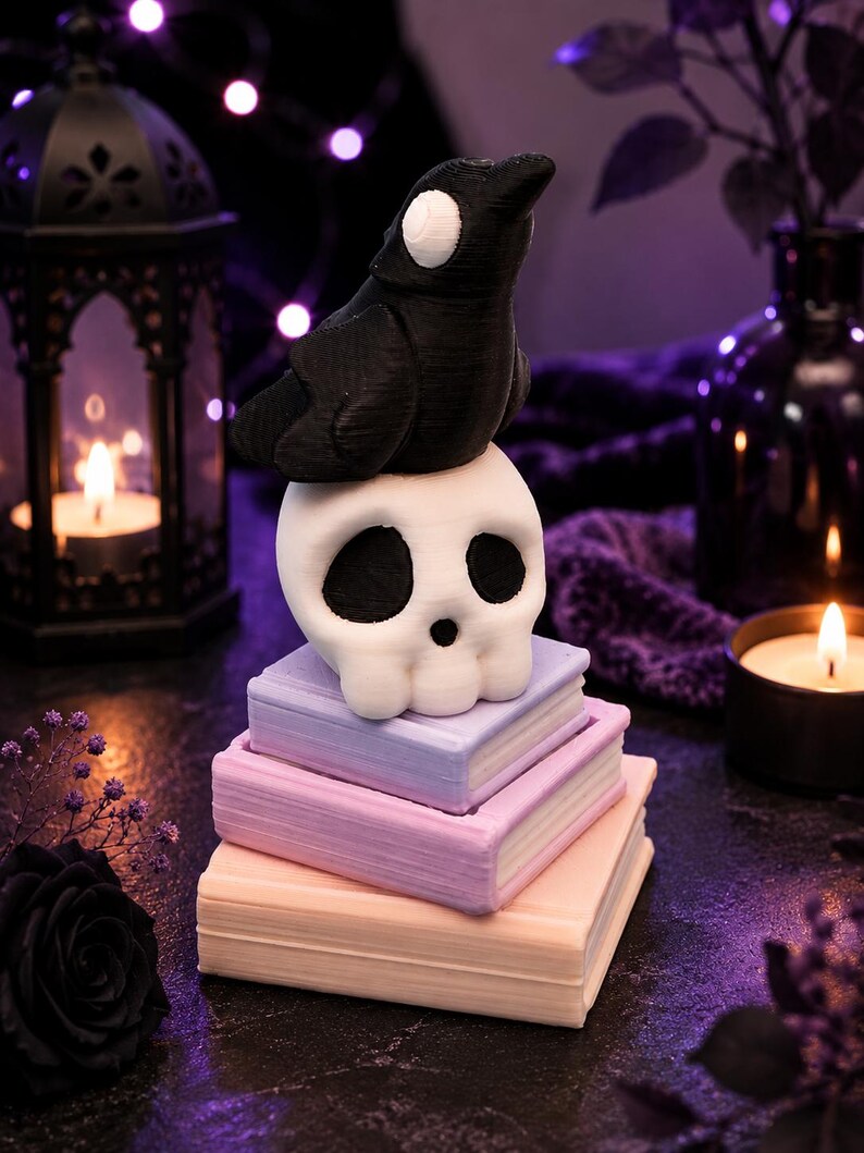 Book Stack Skull Fidget Toy, Pastel Ombre Raven, Cottagecore Cute Goth ...