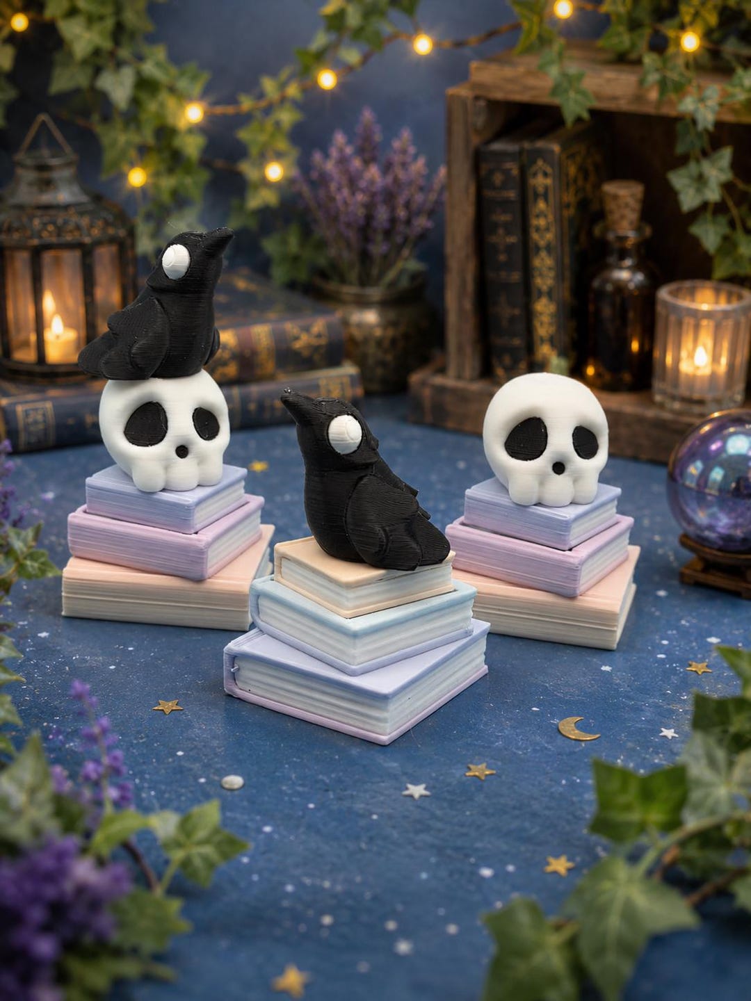 Book Stack Skull Fidget Toy, Pastel Ombre Raven, Cottagecore Cute Goth ...