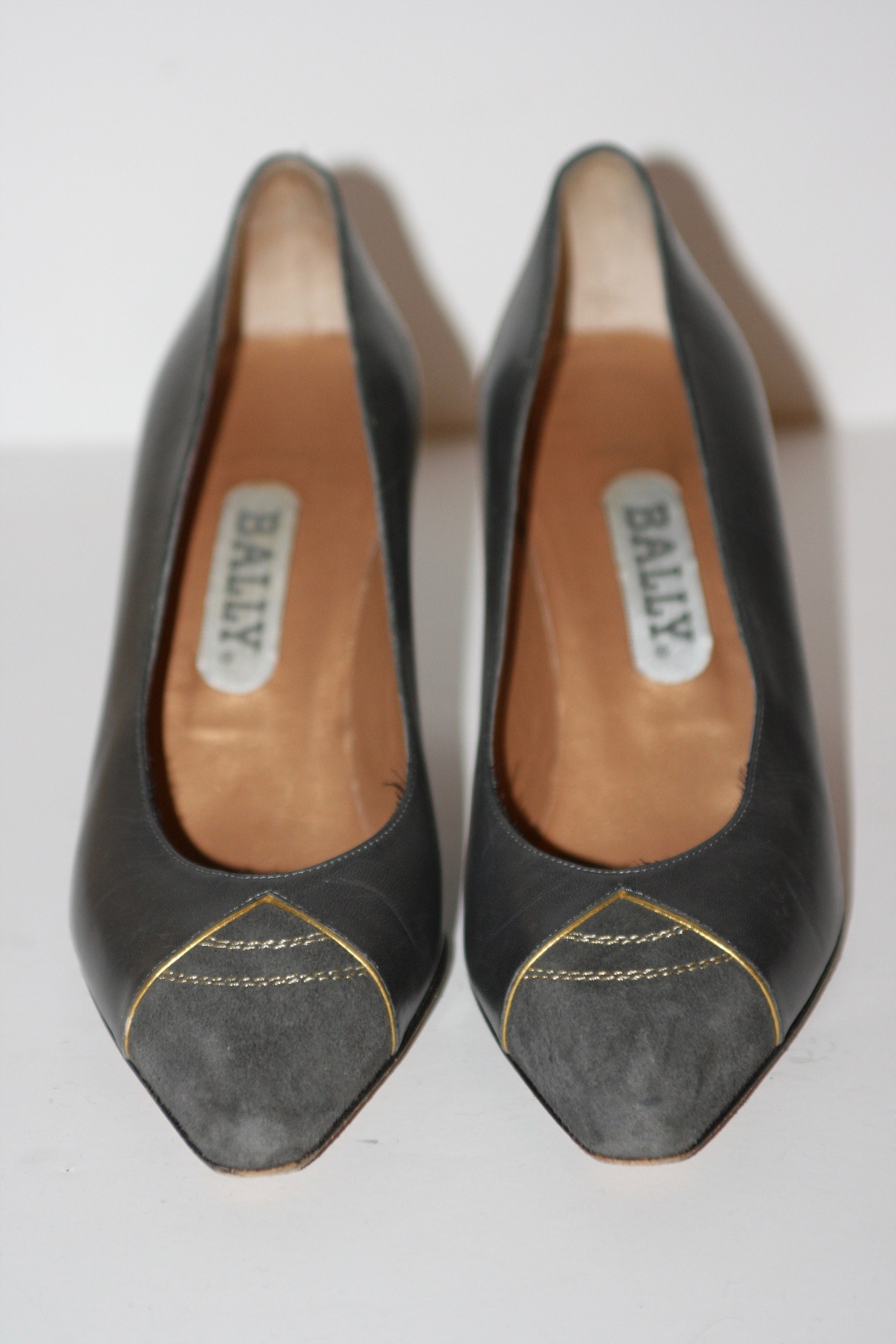 80s BALLY Leather High Heeled Pumps Buttery Soft Calfskin W/ Gold ...