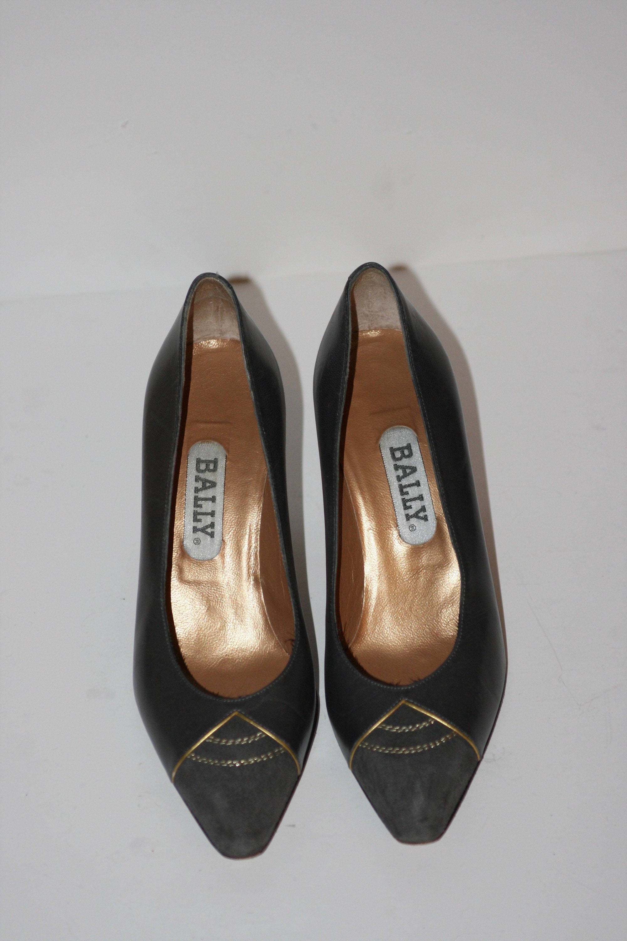 80s BALLY Leather High Heeled Pumps Buttery Soft Calfskin W/ Gold ...