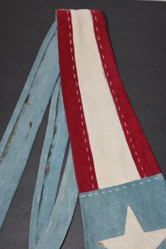 Vintage 40s Handmade Texas Flag Suede Necktie Indepen… - Gem
